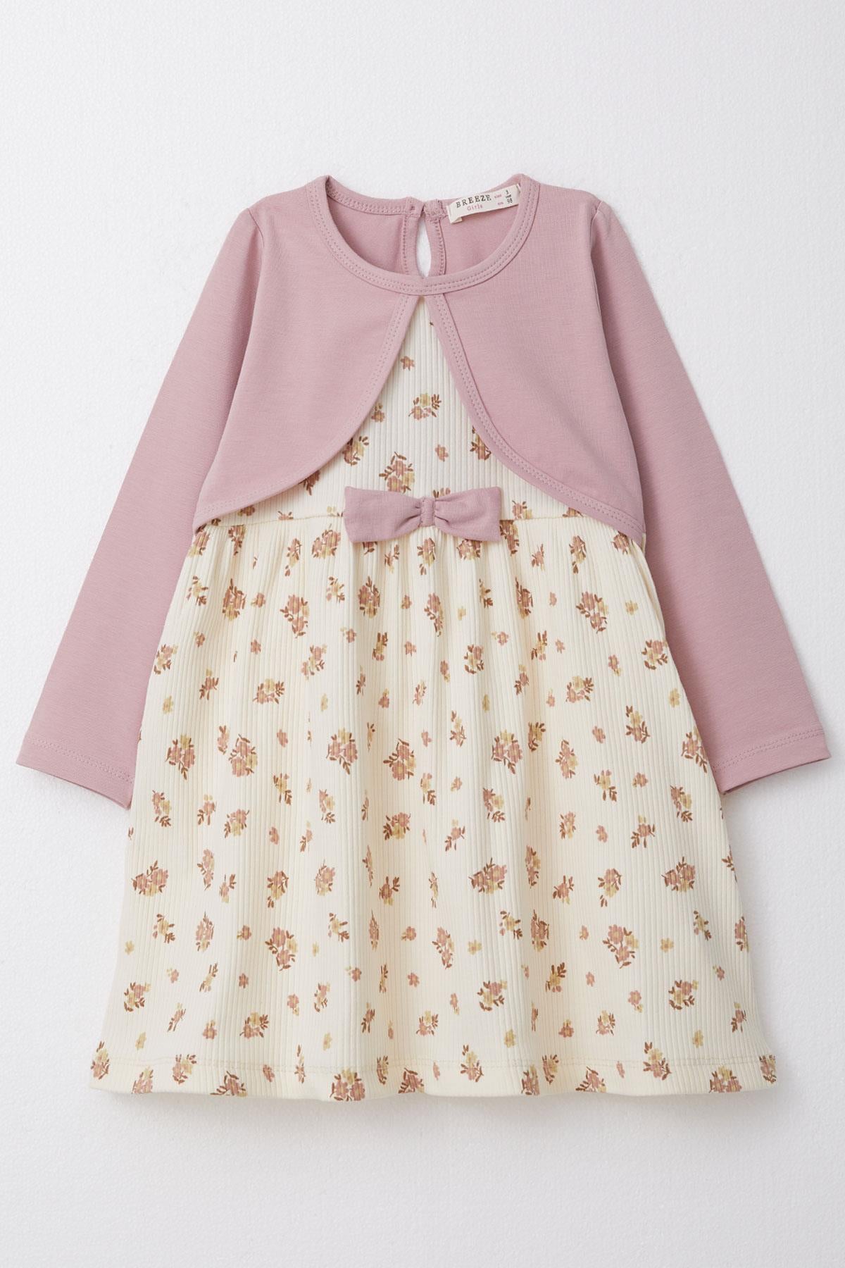 BRE Breeze Girl Child Long Sleeve Dress with Floral Bow 3-8 Years, Cre ...