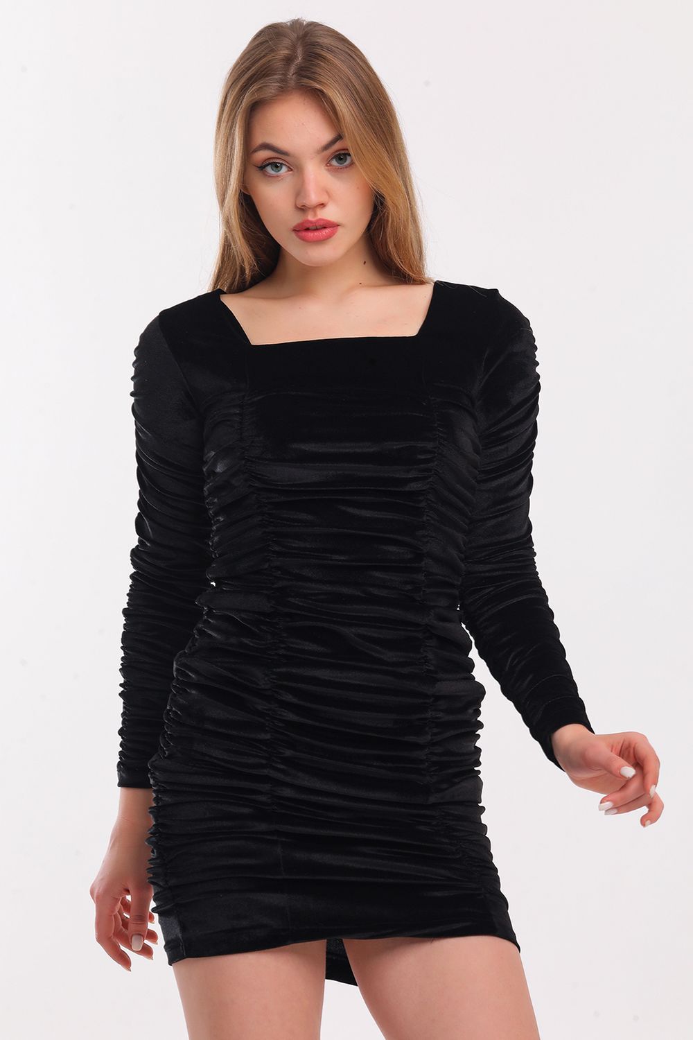 SNS Black Velvet Draped Evening Dress - Thornton – Clos - Wholesale ...